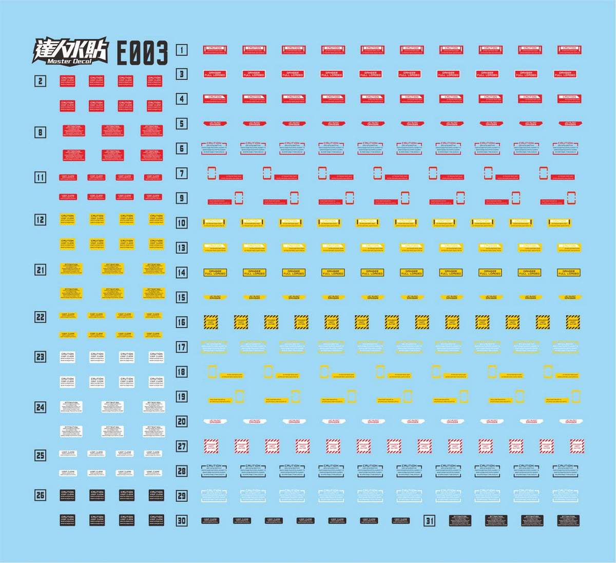 MASTER DECAL E003 1/144 CAUTION – Samueldecal & DL model shop