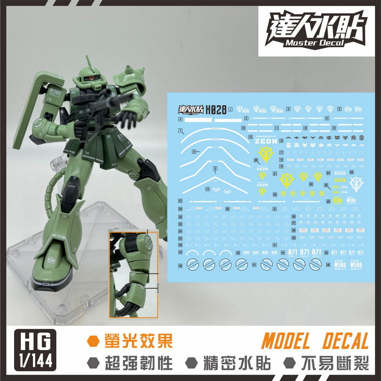 MASTER DECAL H028 HG GTO ZakuII (precut decal) – Samueldecal & DL model shop