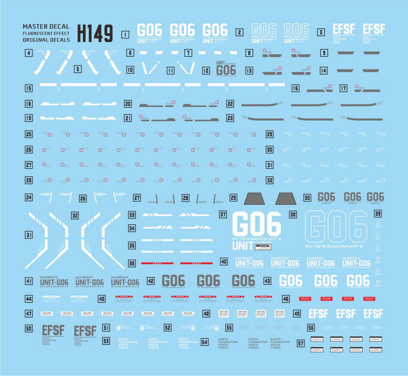 MASTER DECAL H149 1/144 RX78-6 Mudrock – Samueldecal & DL model shop